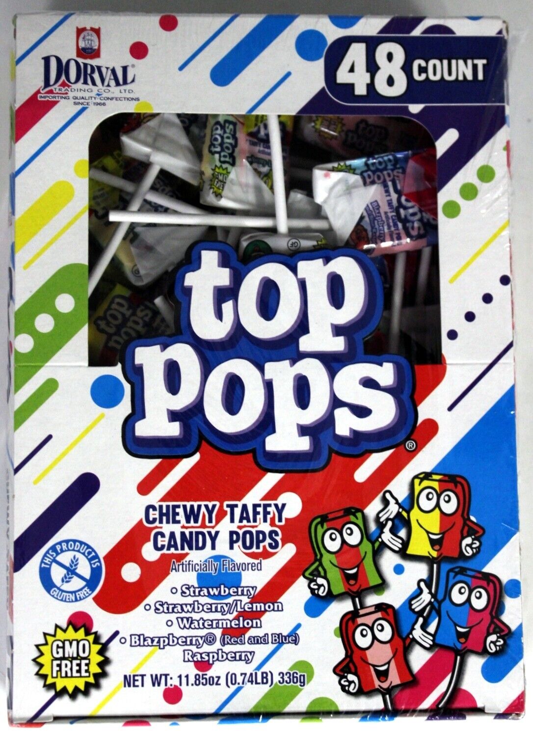 Top Pops Taffy Pops, 48-Pack – 4 Delicious Assorted Fruit Flavor Lolli ...